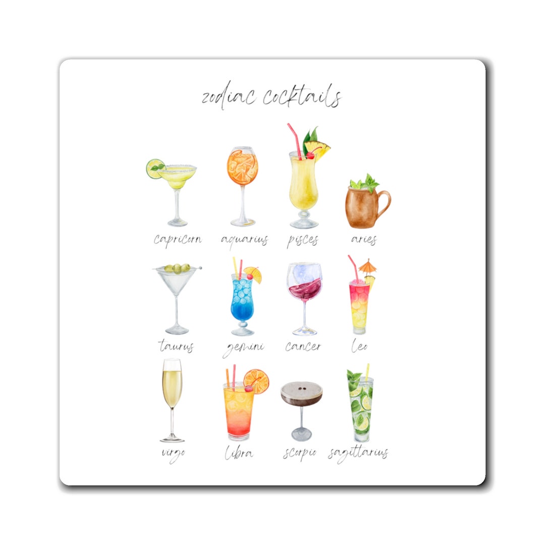 Zodiac Cocktails Magnet Astrology-inspired Magnet Kitchen - Etsy