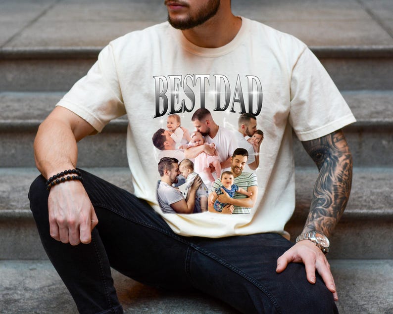 Custom Comfort Colors Best Dad T-shirt, Personalized Image Shirt ...