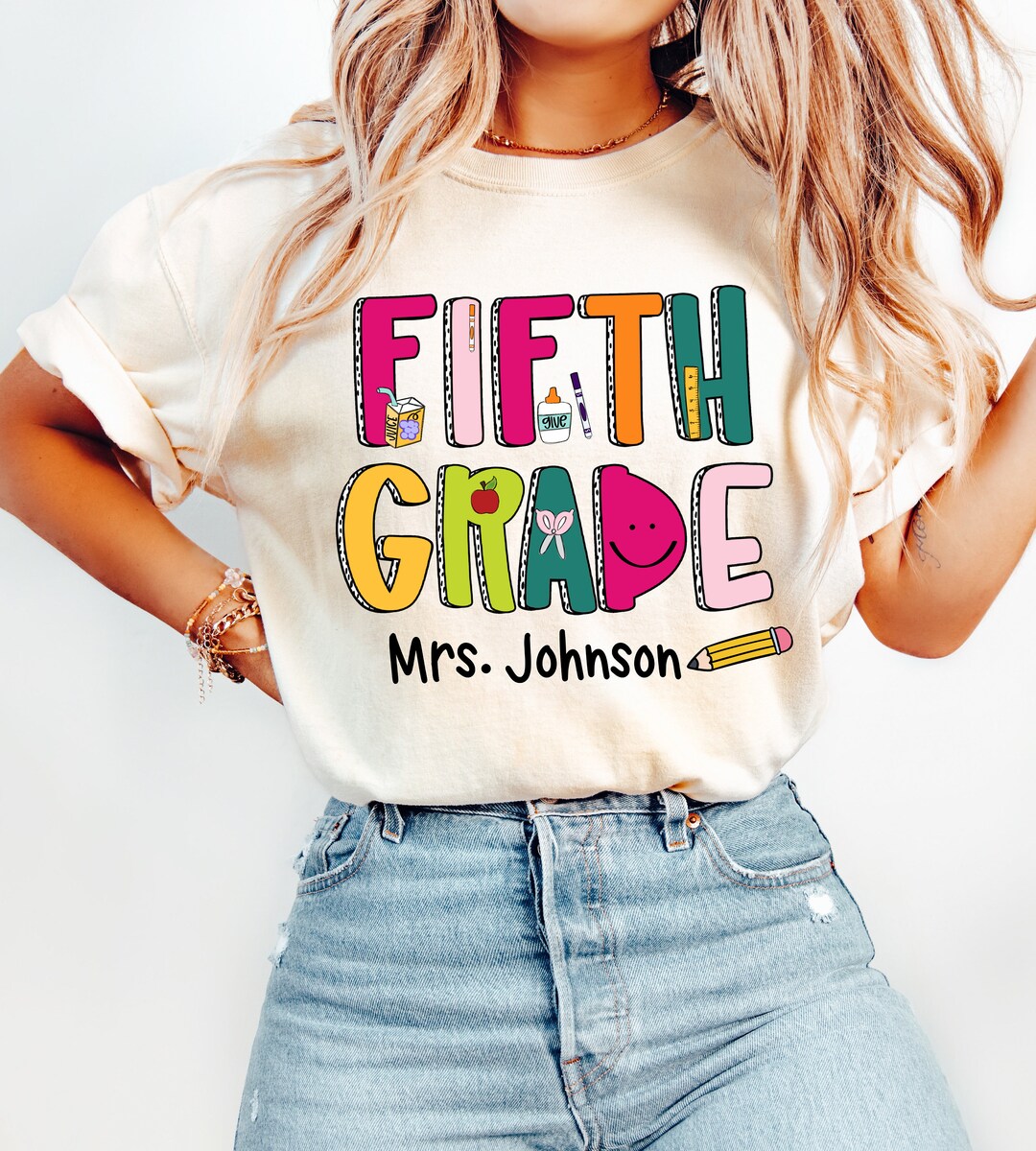 Custom Fifth Grade Teacher Shirt, Comfort Color Shirt, Personalized ...