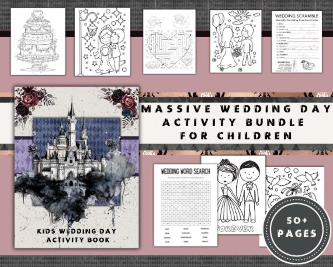 Massive Kids Wedding Activity Coloring Book - Instant Download Digital ...