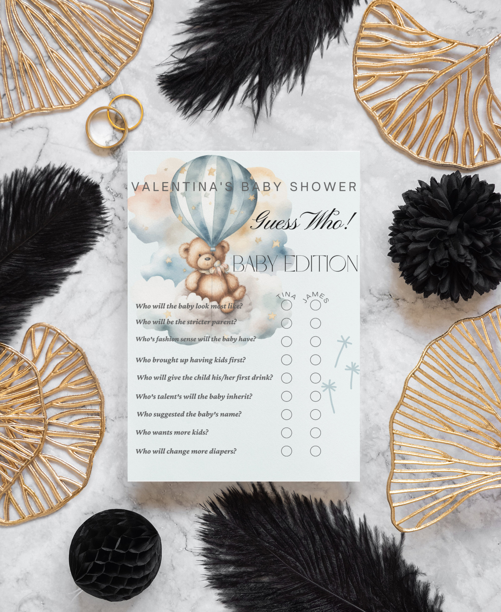 PRINTED Baby Shower Games, Bilingual Baby Shower Games, Teddy Bear Baby ...