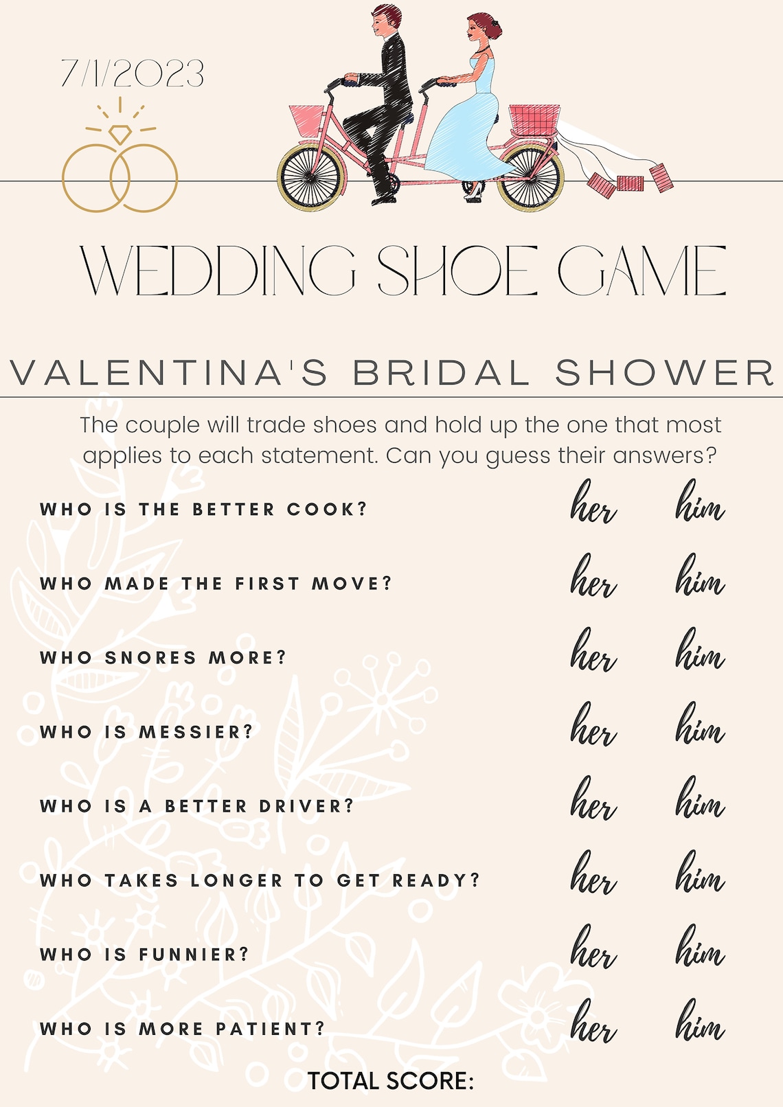 The Wedding Shoe Game Fun Couple Game Boho Bridal Shower Game Couples ...