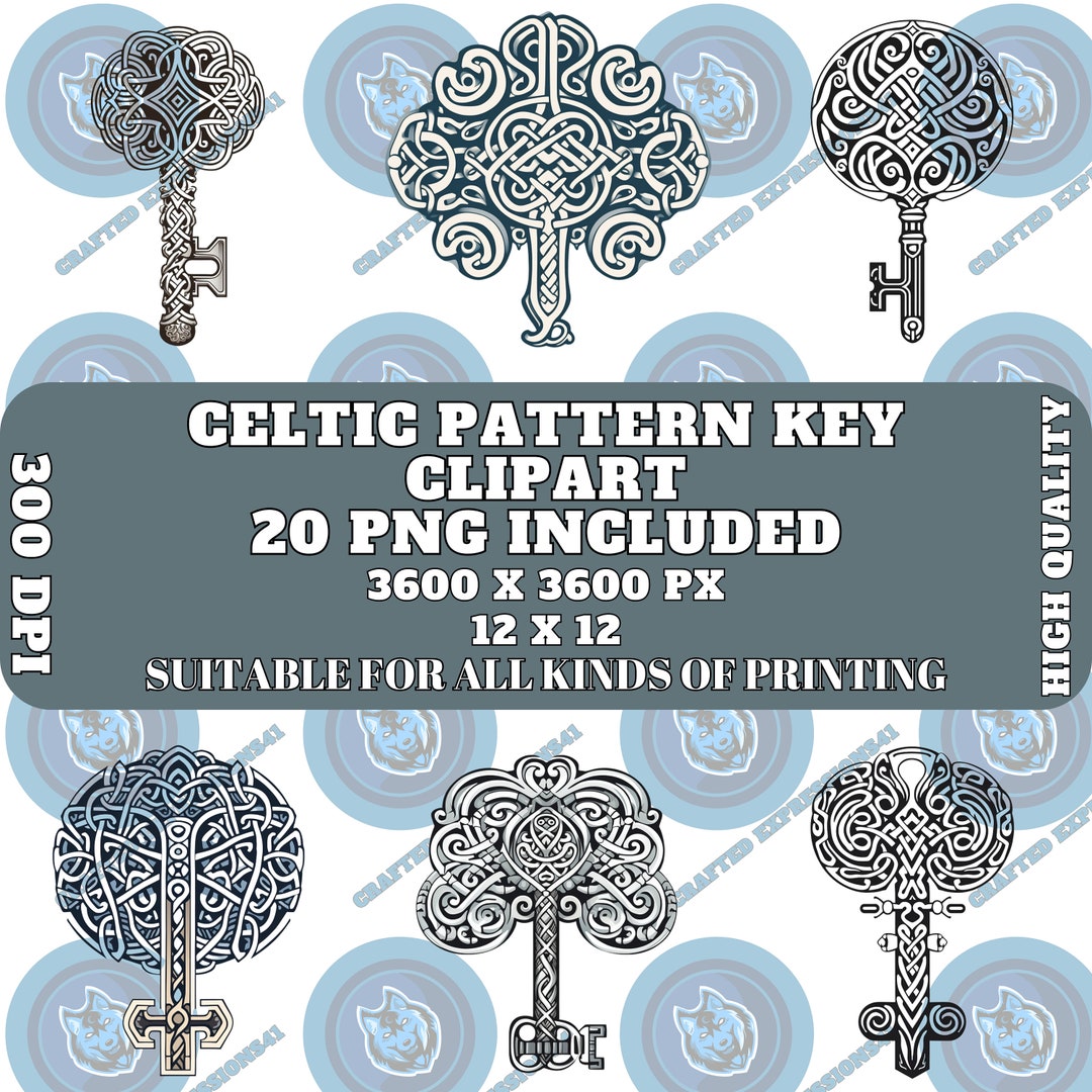 Celtic Key Clipart Medieval Elegance With Intricate Knotwork Digital ...