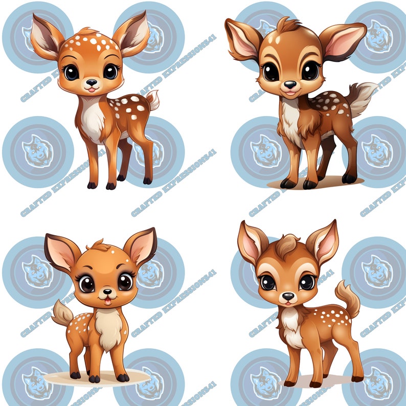 Cute Baby Deer Clipart 20 Png Files,instant Download, Commercial Use ...