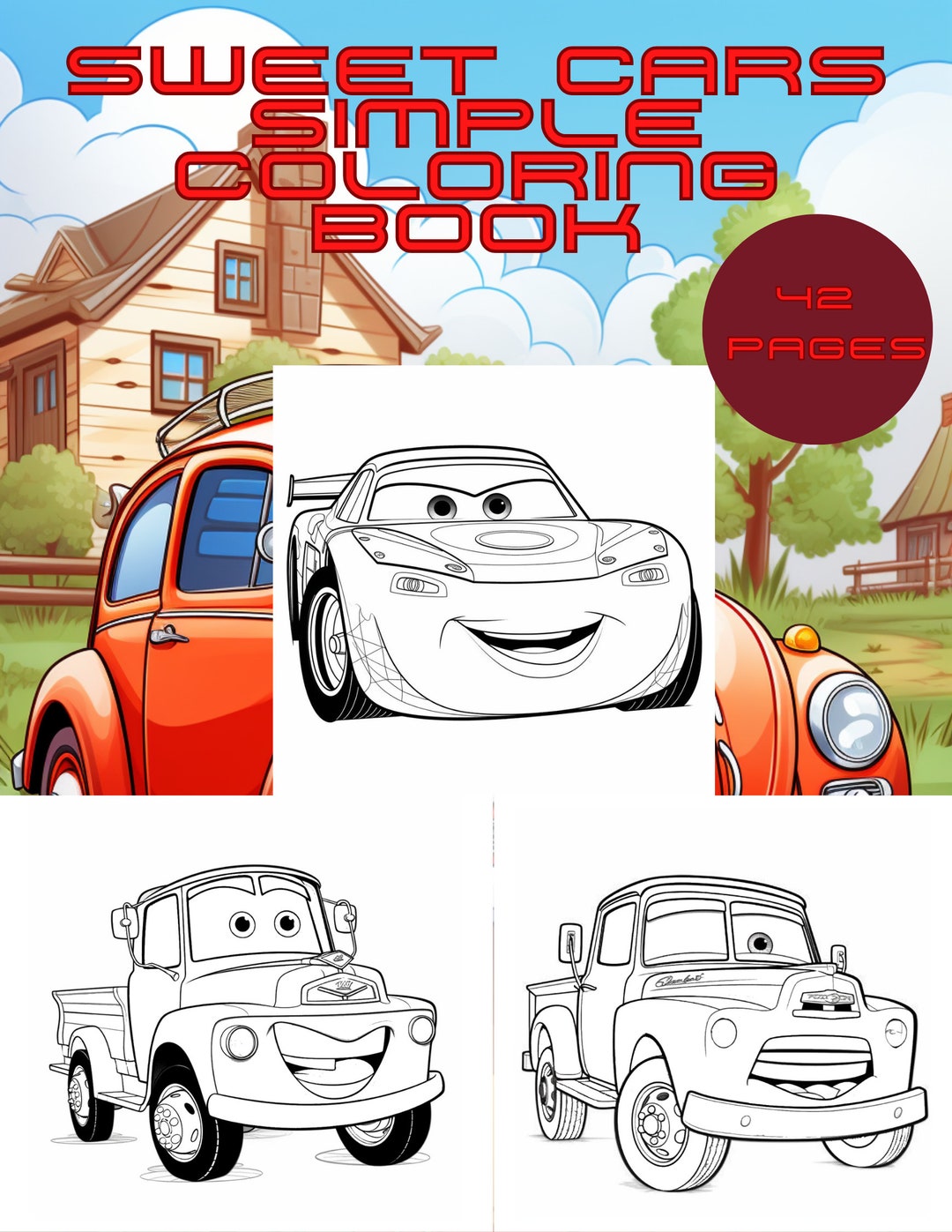 Adorable Cars Coloring Pages: 42 Fun Printable Illustrations Kids ...