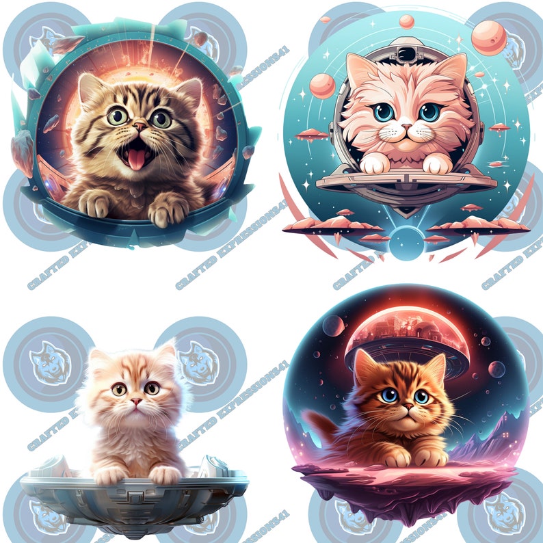 Alien Cats Clipart Set Cat Clipart, Cute Cats , Cute Cat Png , Cat Png ...