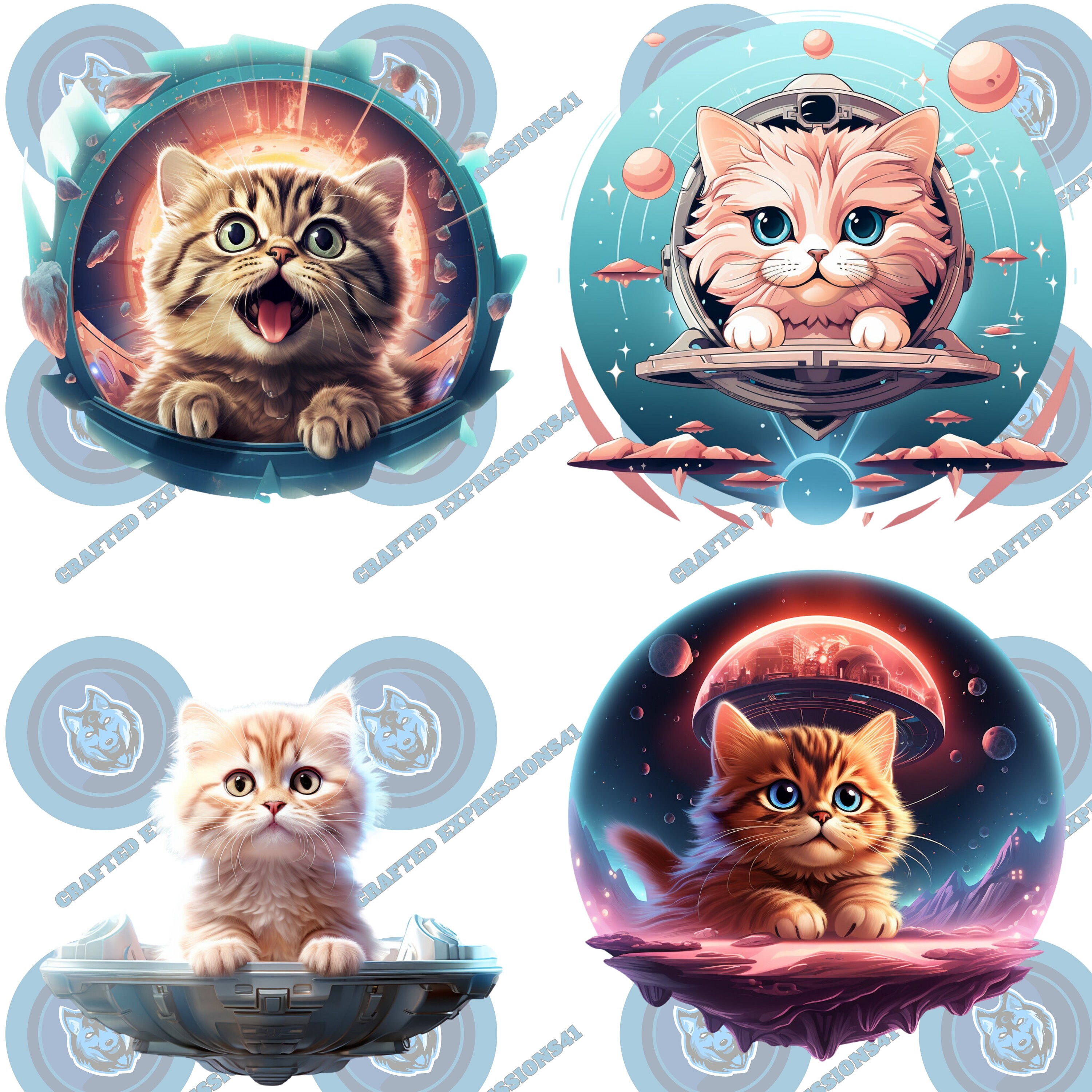 Alien Cats Clipart Set Cat Clipart, Cute Cats , Cute Cat Png , Cat Png ...