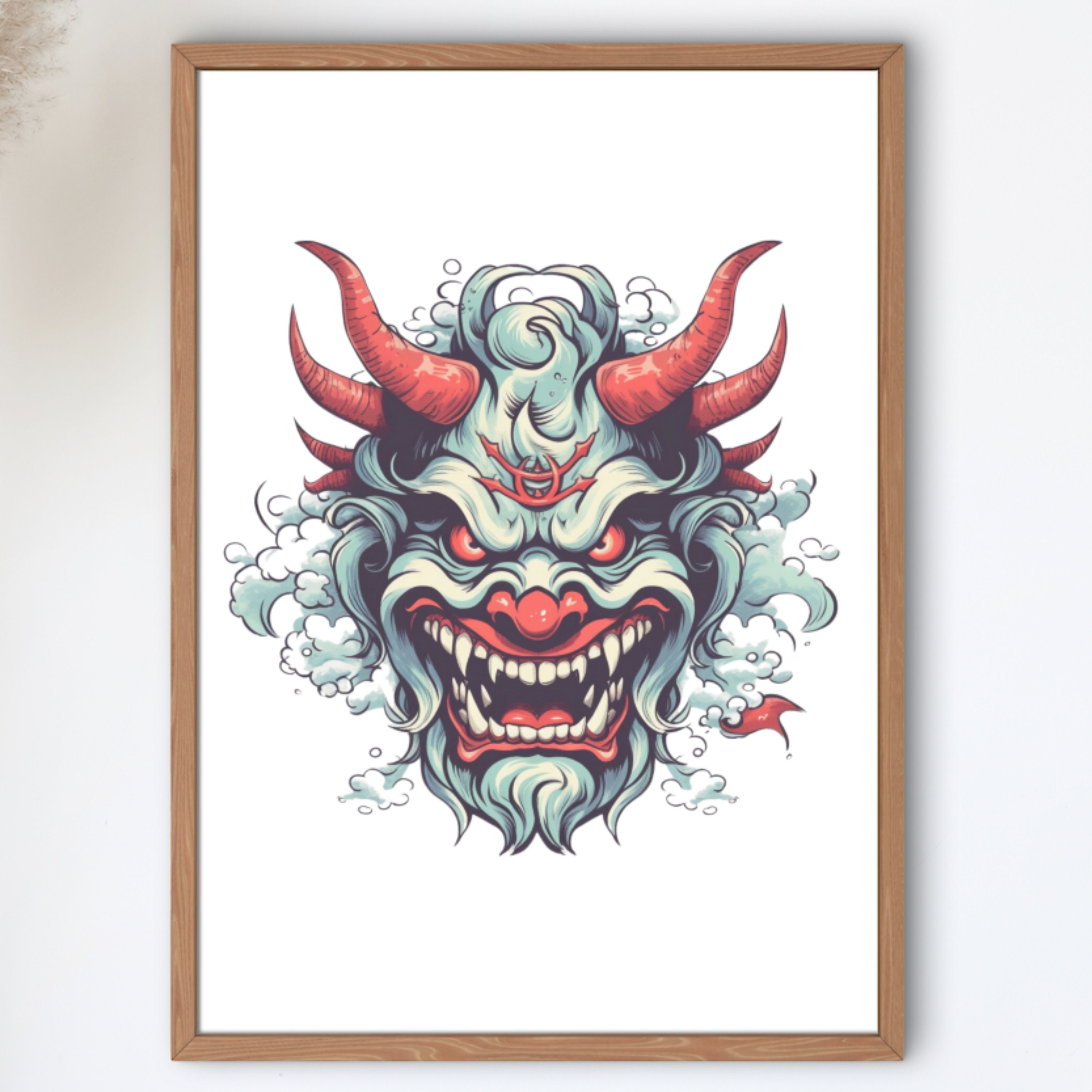 20 Japanese Demon Mask Clipart Bundle Anime Oni, Hanya, Tengu, Ninja ...