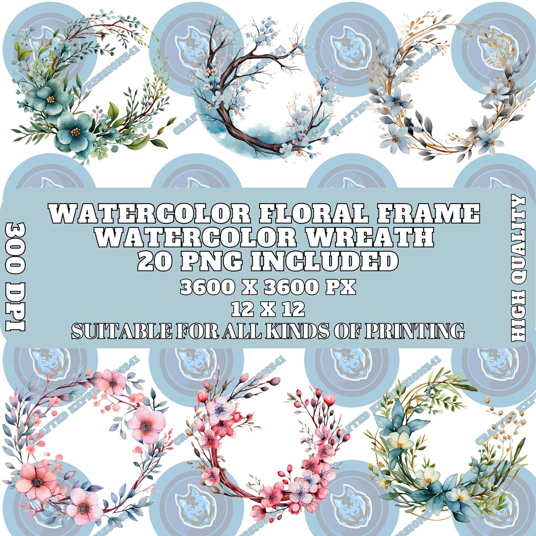 Watercolor Floral Frame Png, Watercolor Wreath Png, Cute Floral Wreath ...