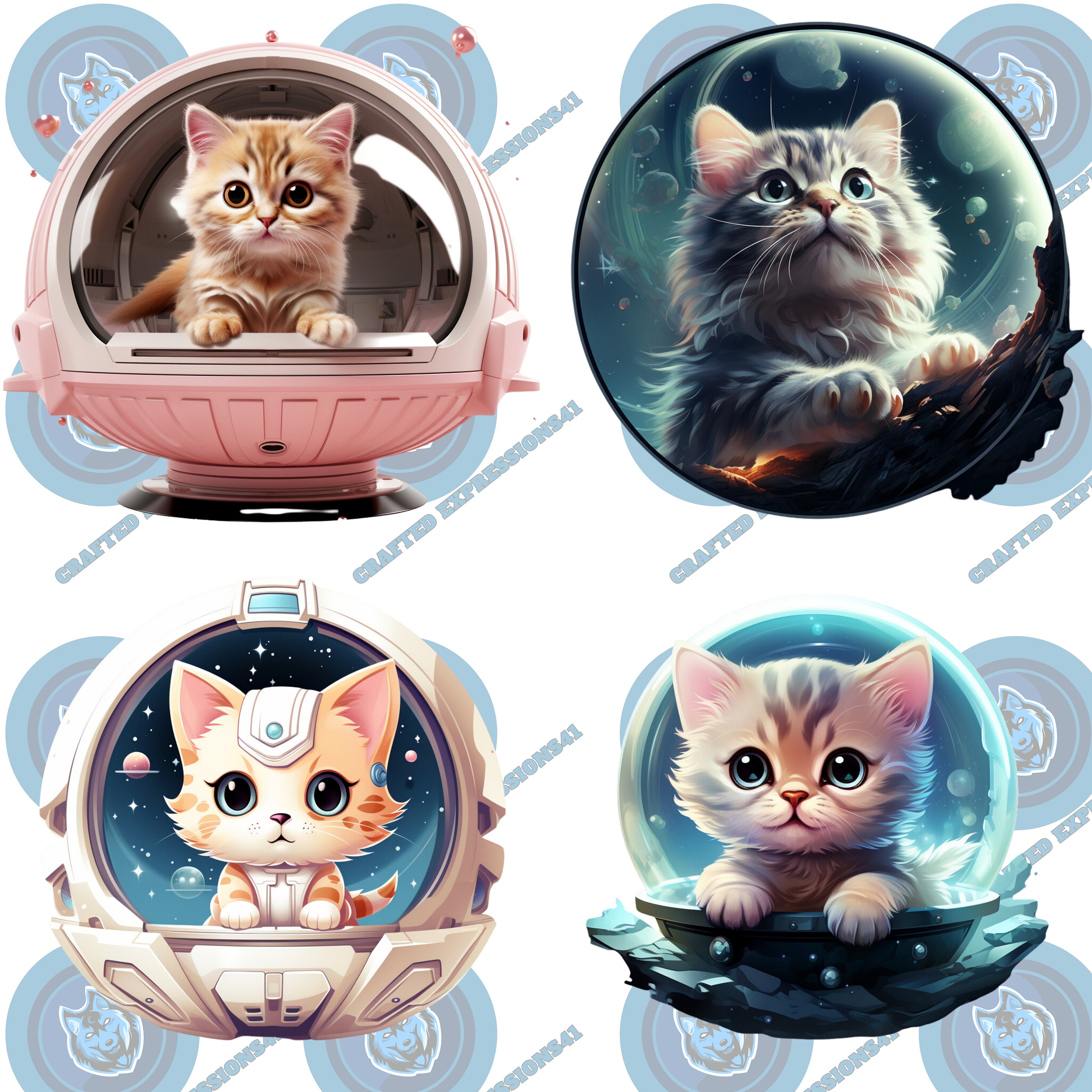Alien Cats Clipart Set Cat Clipart, Cute Cats , Cute Cat Png , Cat Png ...