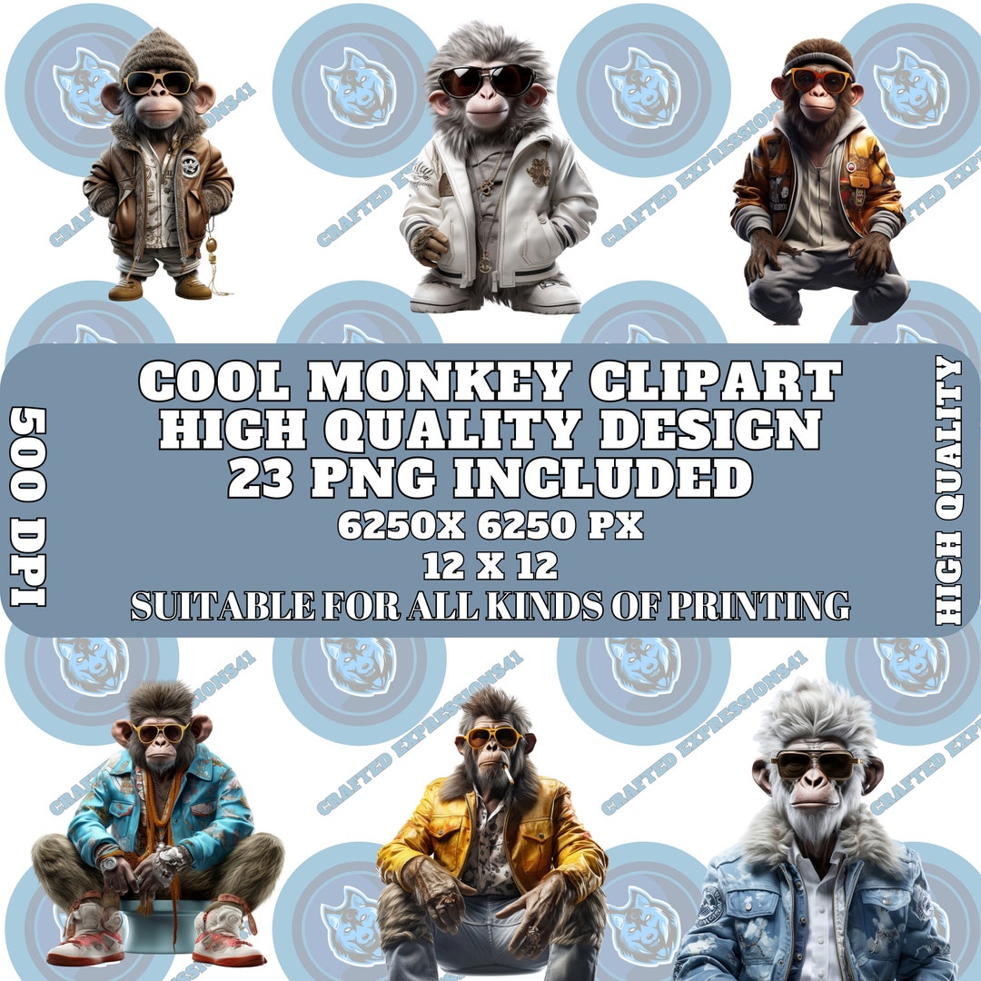 Dapper Monkey Clipart Adorable Primate in Stylish Human Attire - Etsy