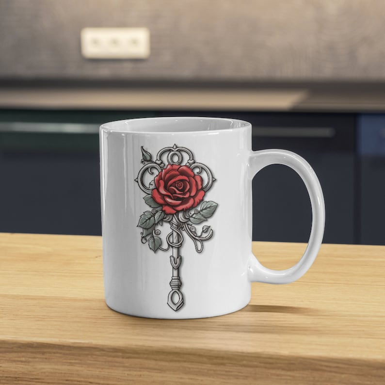 Medieval Rose Key Clipart Romantic Art-inspired Design Delicate Rose ...