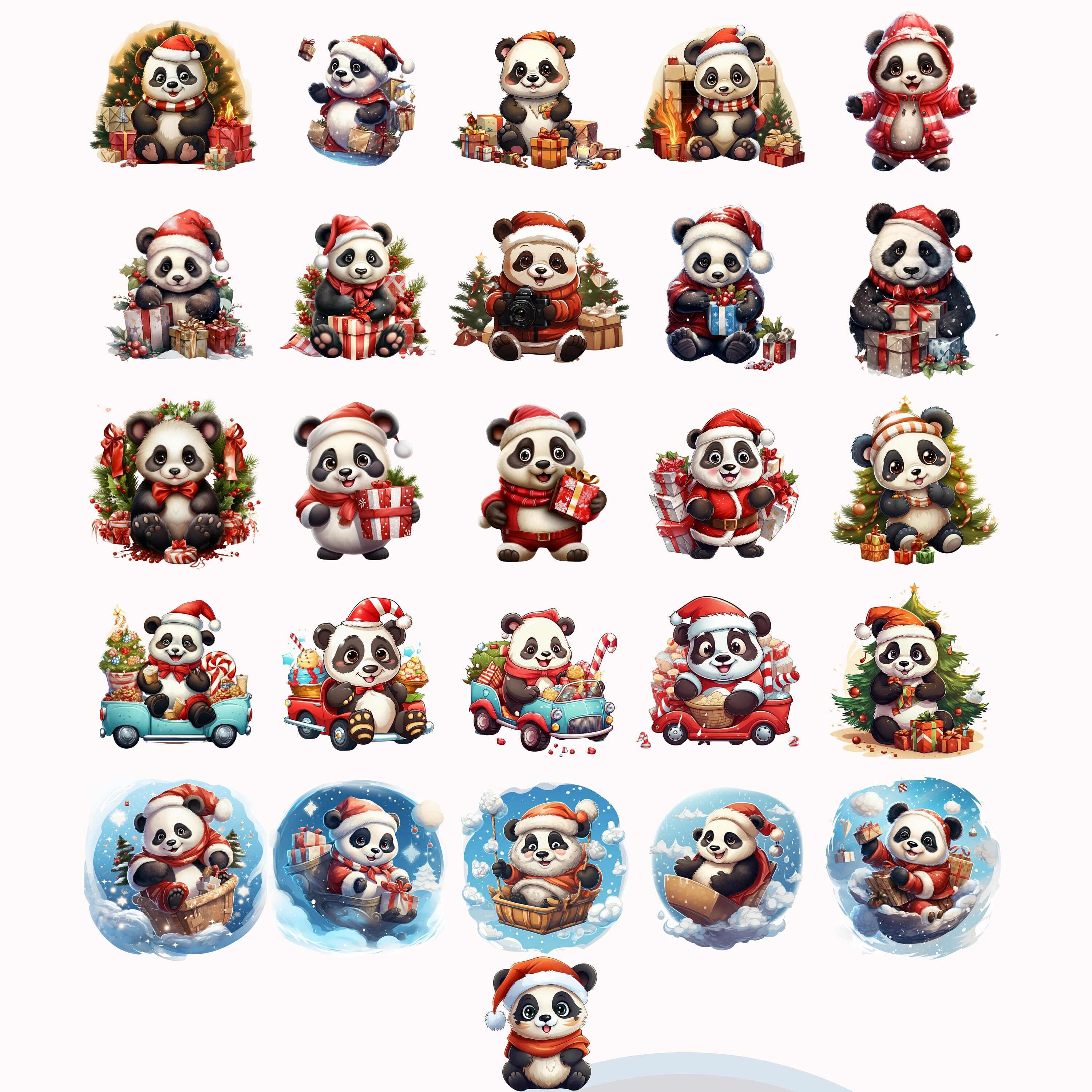 26 Adorable Christmas Panda Cliparts Festive Holiday - Etsy