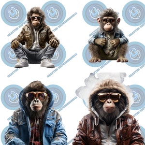 Dapper Monkey Clipart Adorable Primate in Stylish Human Attire - Etsy