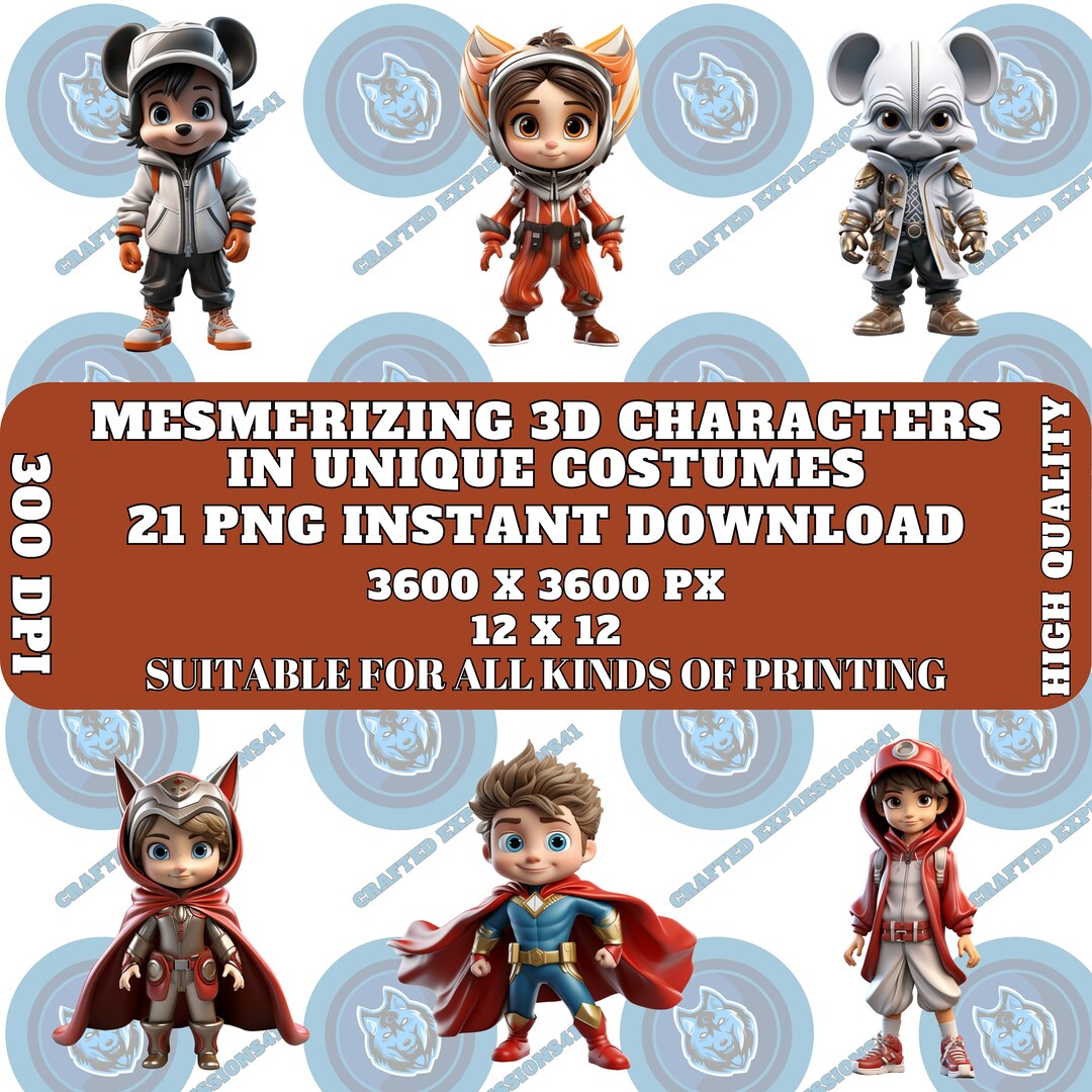 Fantasy Character Costume Clipart 3D Characters Inspired by Beloved ...