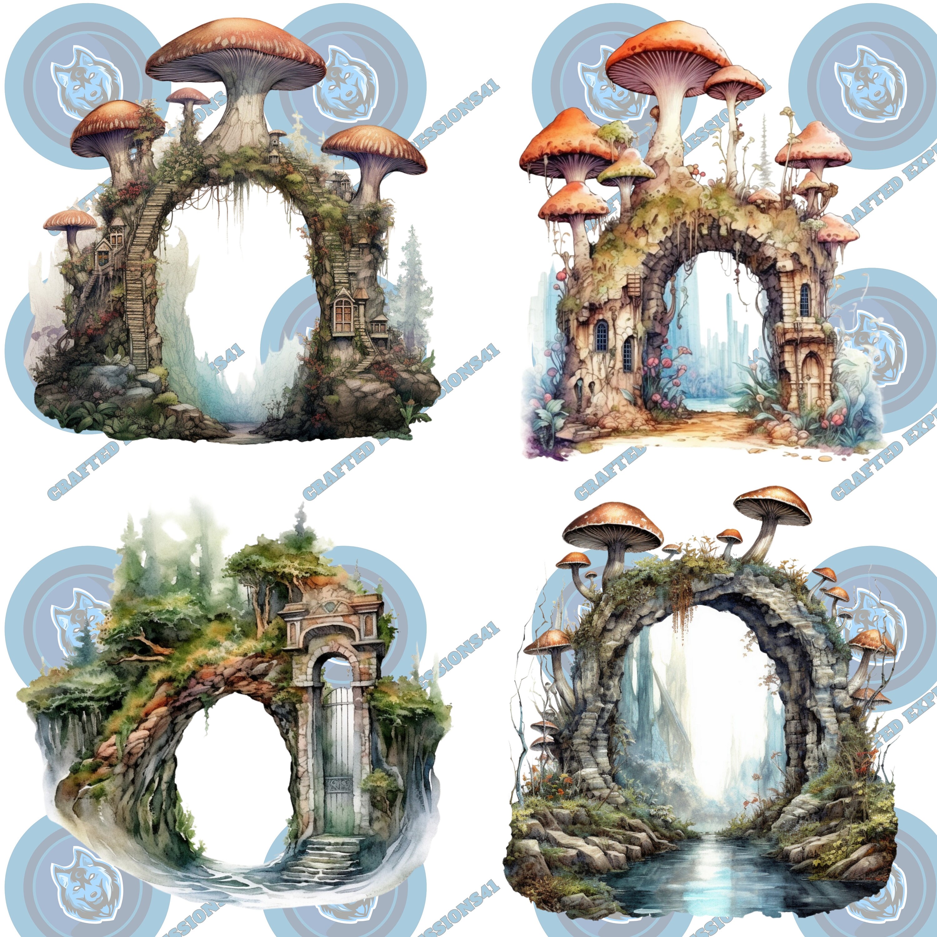 Enchanting Fairy Tale Picture Frames Clipart , Fantasy Frames , PNG Graphics Forest Mushroom ...