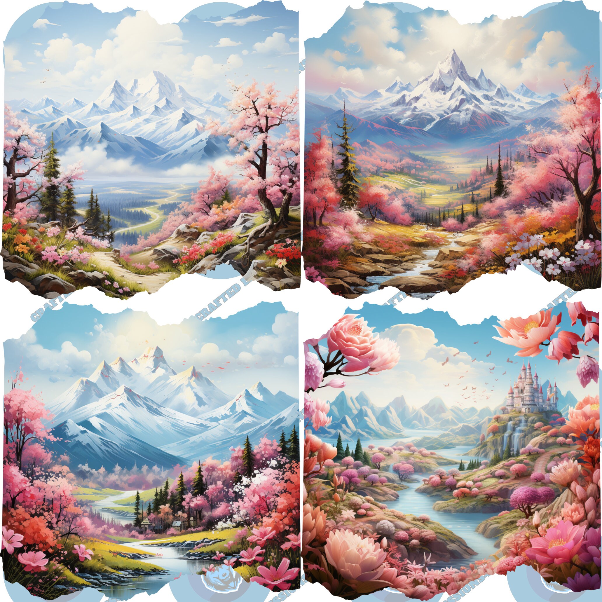 Vibrant Spring Landscape Clipart Bundle Nature-inspired Digital ...