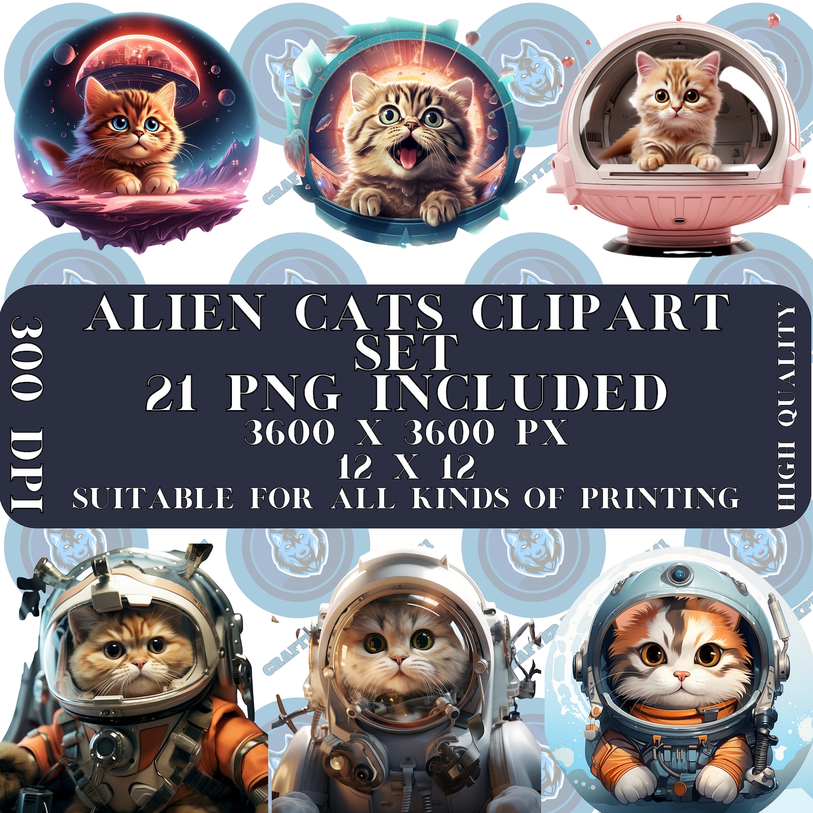 Alien Cats Clipart Set Cat Clipart, Cute Cats , Cute Cat Png , Cat Png ...