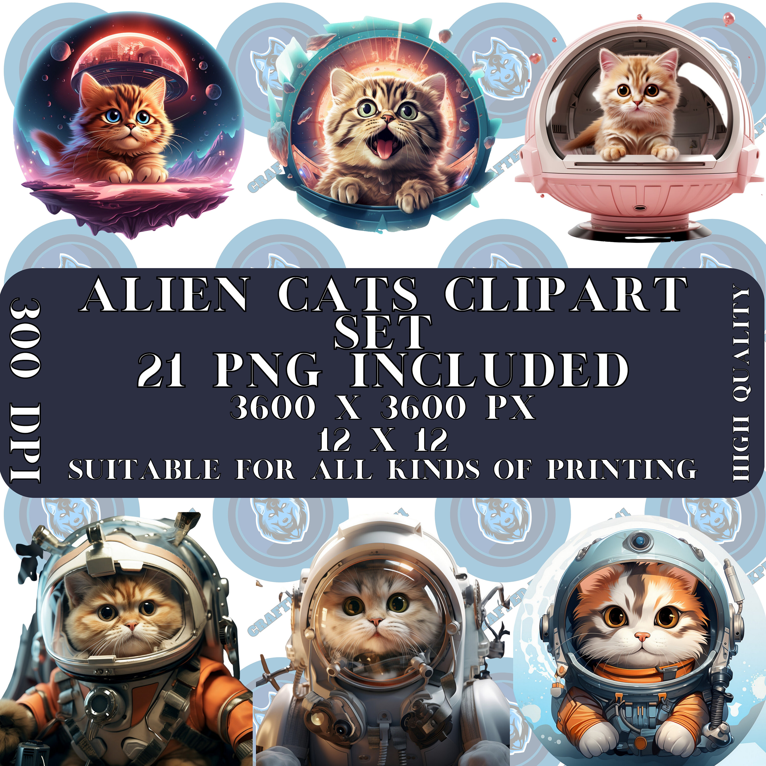 Alien Cats Clipart Set Cat Clipart, Cute Cats , Cute Cat Png , Cat Png ...