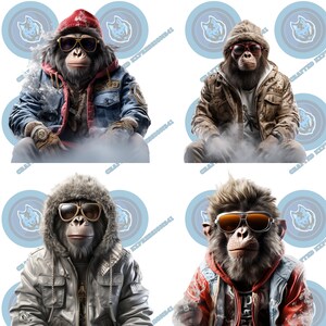 Dapper Monkey Clipart Adorable Primate in Stylish Human Attire - Etsy