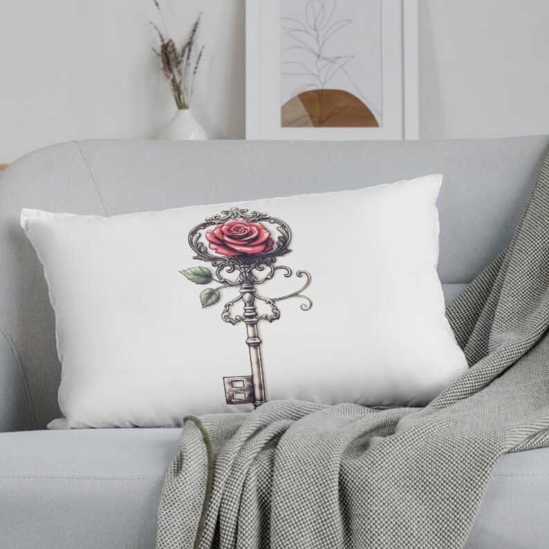 Medieval Rose Key Clipart Romantic Art-inspired Design Delicate Rose ...