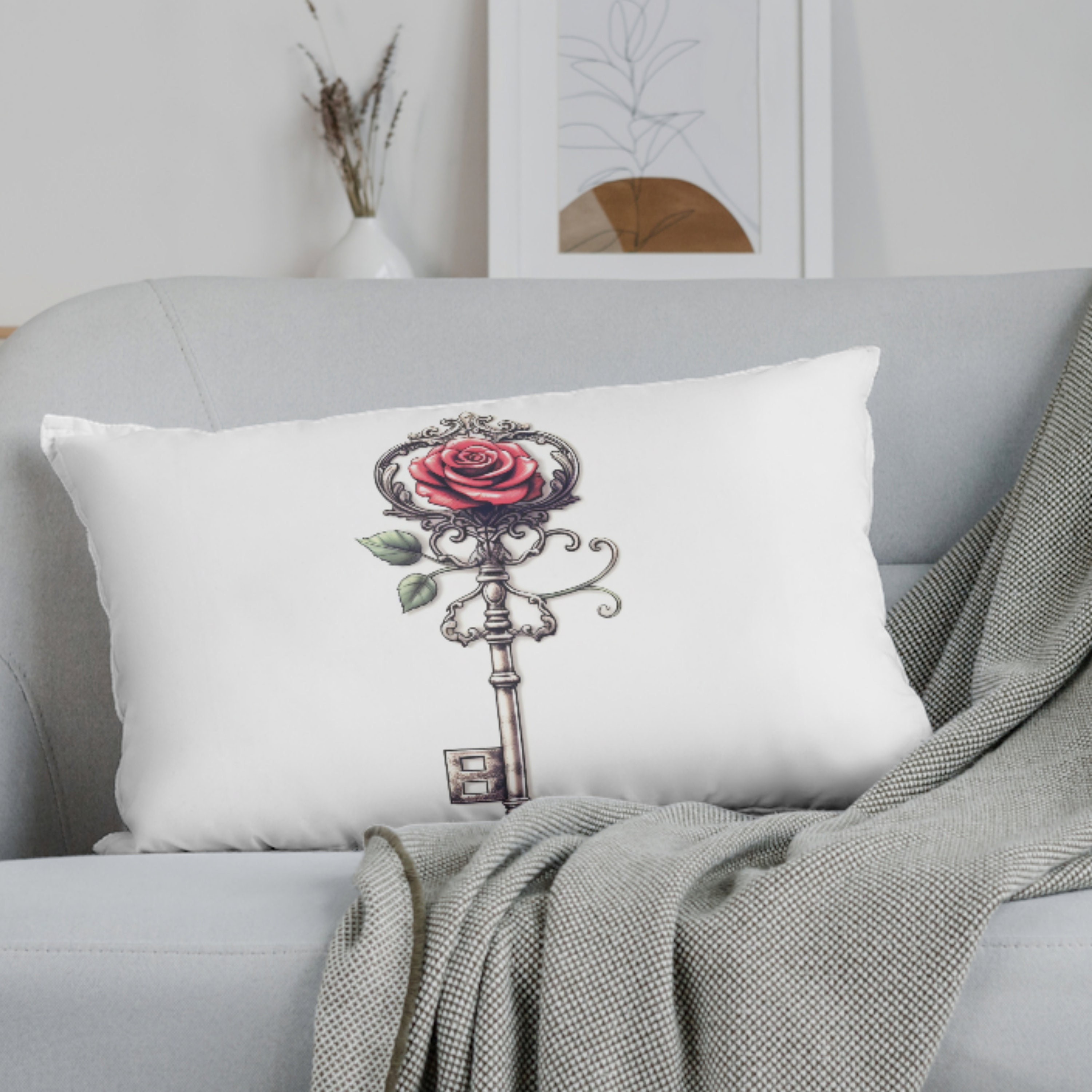 Medieval Rose Key Clipart Romantic Art-inspired Design Delicate Rose ...