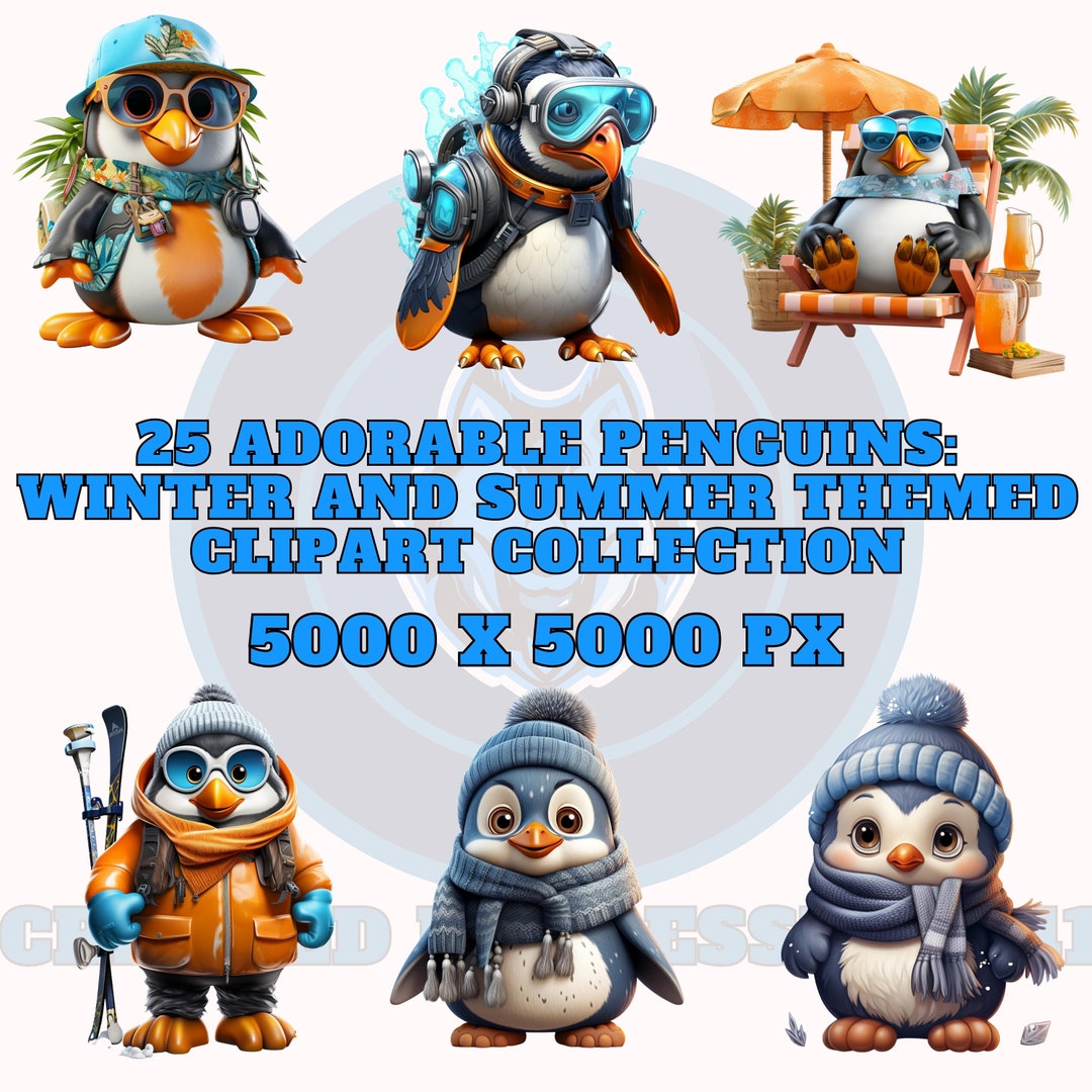Versatile Penguin Clipart Bundle: 25 High-quality Designs Adorable ...