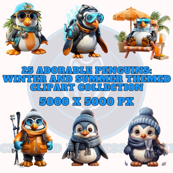 Penguin Clipart - Etsy