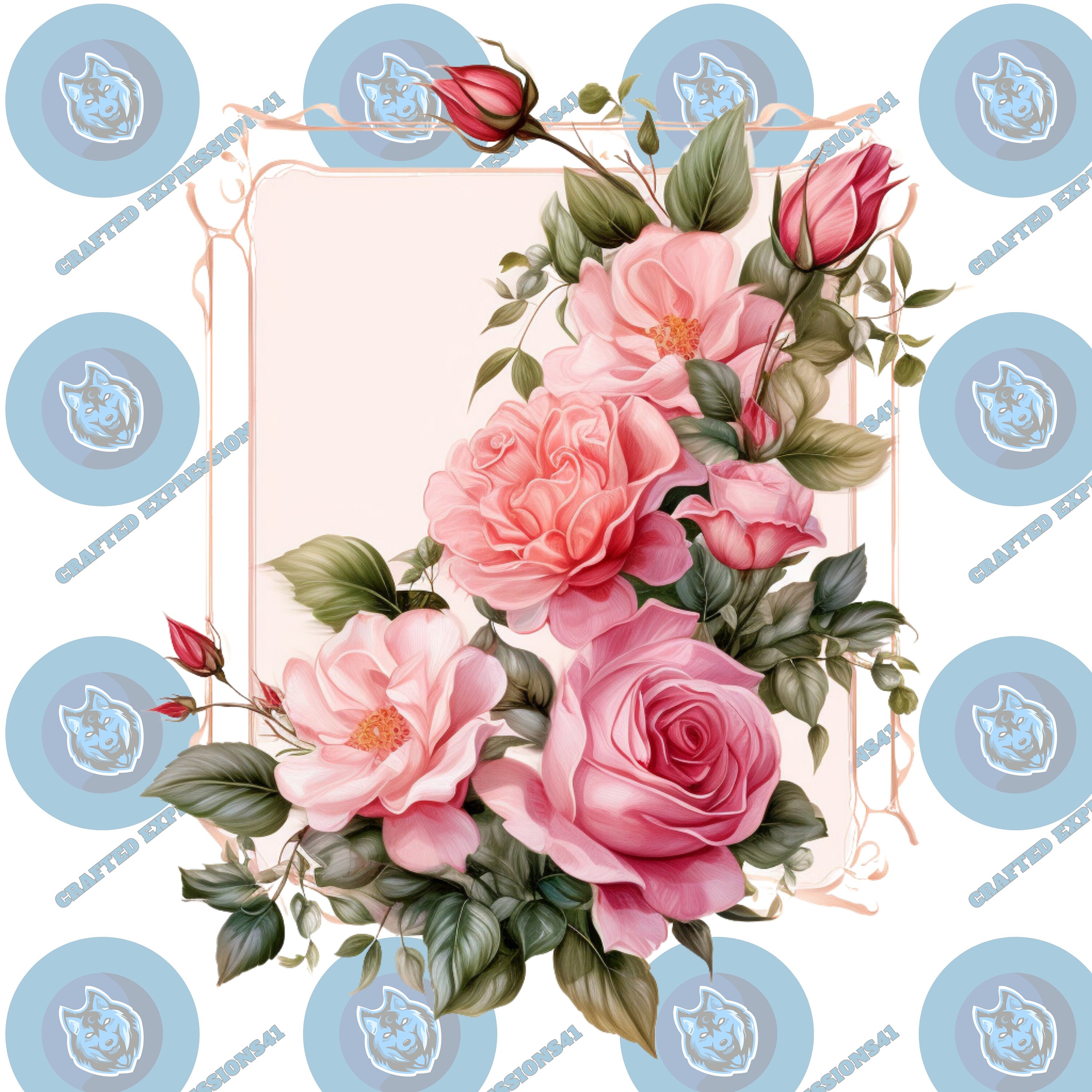 45 Rose Floral Oval Frame Clipart, Floral Frames, High Quality, Digital ...