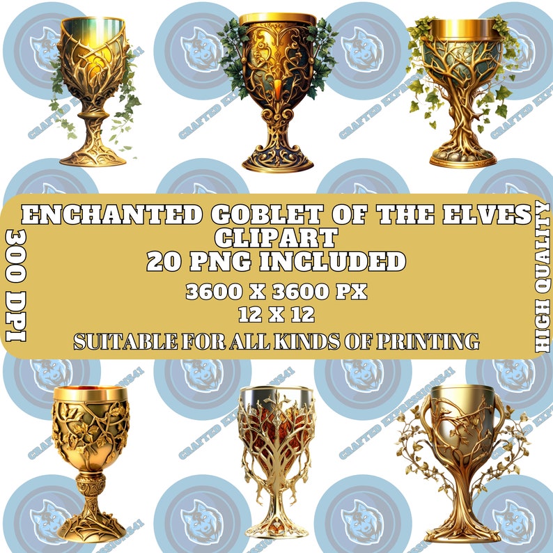 Enchanted Elves' Goblet Clipart - Medieval Wine Glass Design - Unique and Instant Download - Etsy