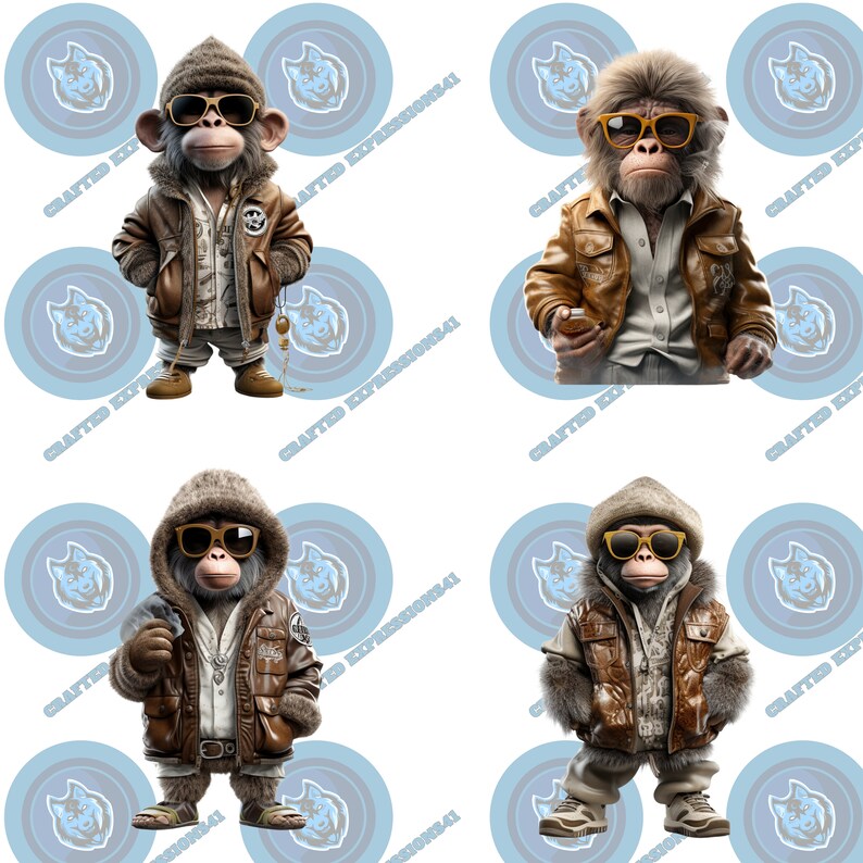 Dapper Monkey Clipart Adorable Primate in Stylish Human Attire - Etsy