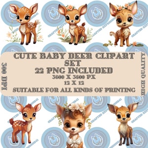 Cute Baby Deer Clipart 20 Png Files,instant Download, Commercial Use ...
