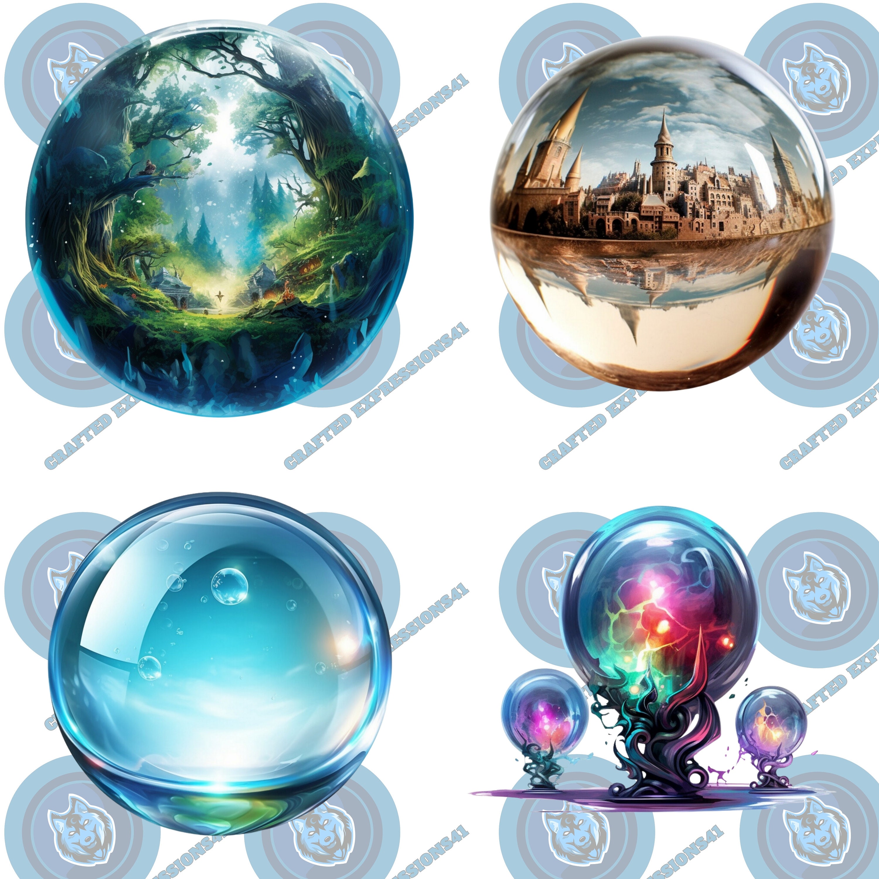 Magic Orb Clipart Mystical Sphere Illustration Fantasy Crystal Ball Art ...