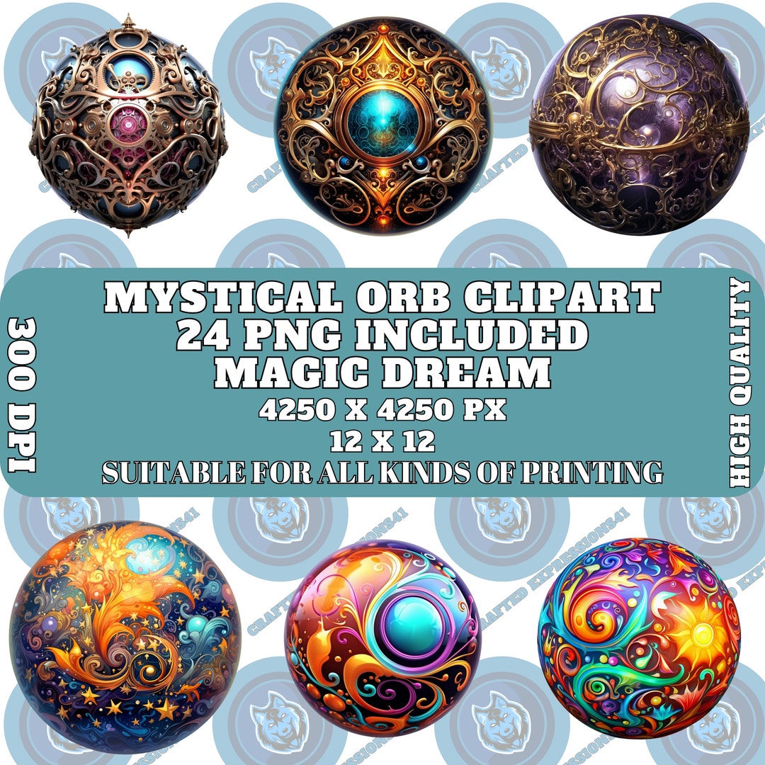 Magic Orb Clipart Mystical Sphere Illustration Fantasy Crystal Ball Art ...
