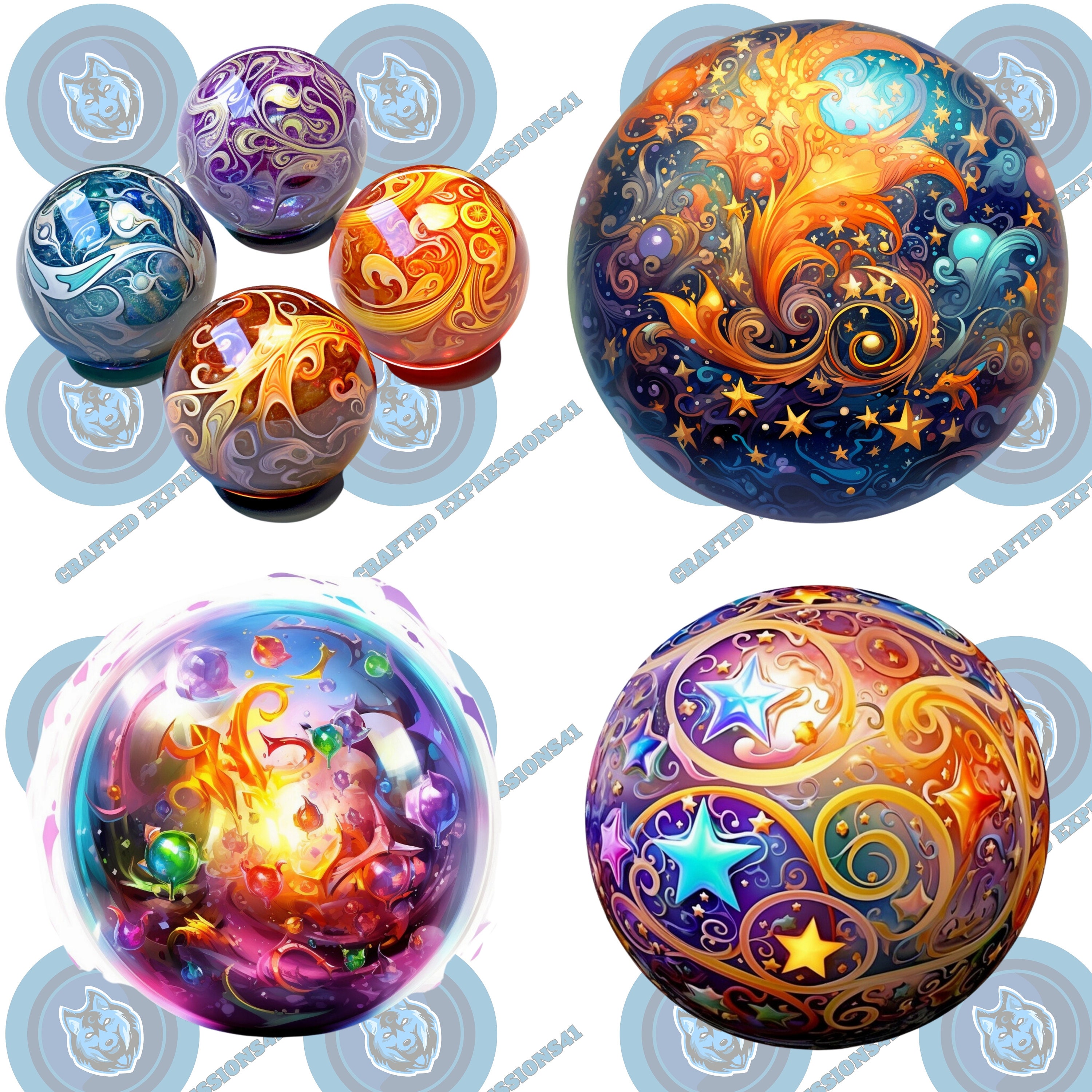 Magic Orb Clipart Mystical Sphere Illustration Fantasy Crystal Ball Art ...