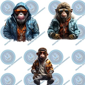 Dapper Monkey Clipart Adorable Primate in Stylish Human Attire - Etsy