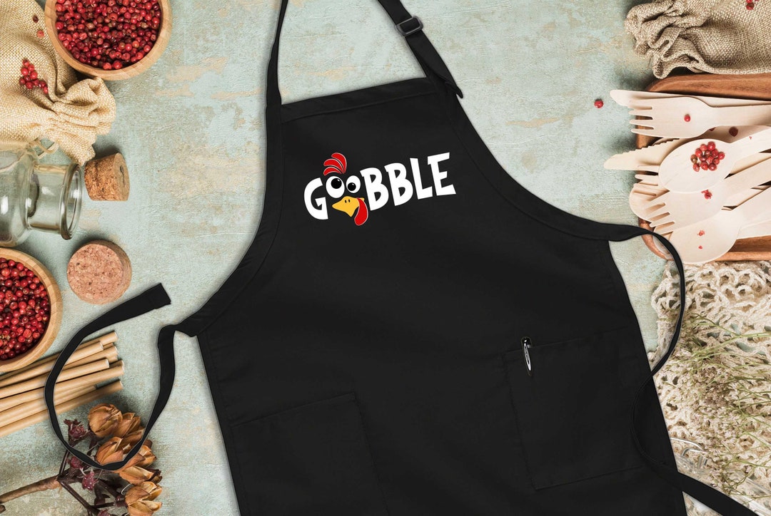Gobble Thankful Apron, Funny Turkey Apron, Thanksgiving Apron, Turkey ...