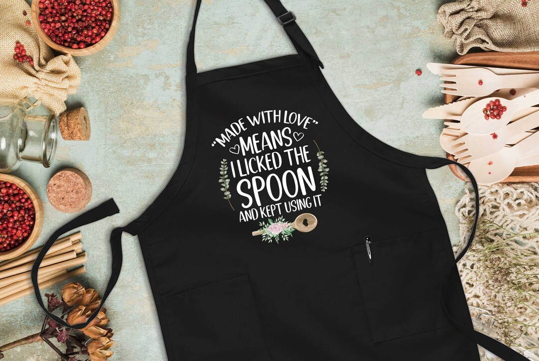 Made With Love Apron, Funny Kitchen Apron, Sarcastic Quotes, Funny Chef ...