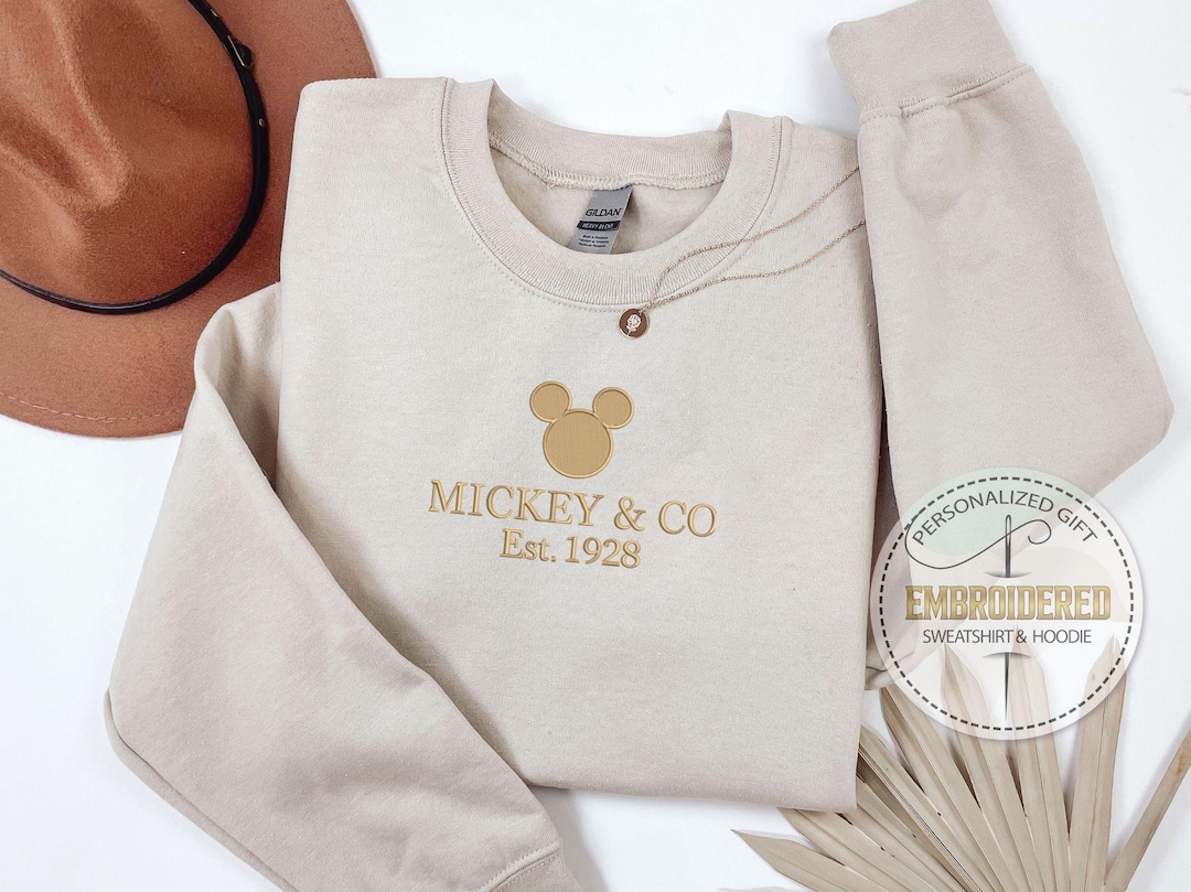 Disney Logo Embroidered Sweatshirt, Mickey or Minnie & Co Est. 1928 ...