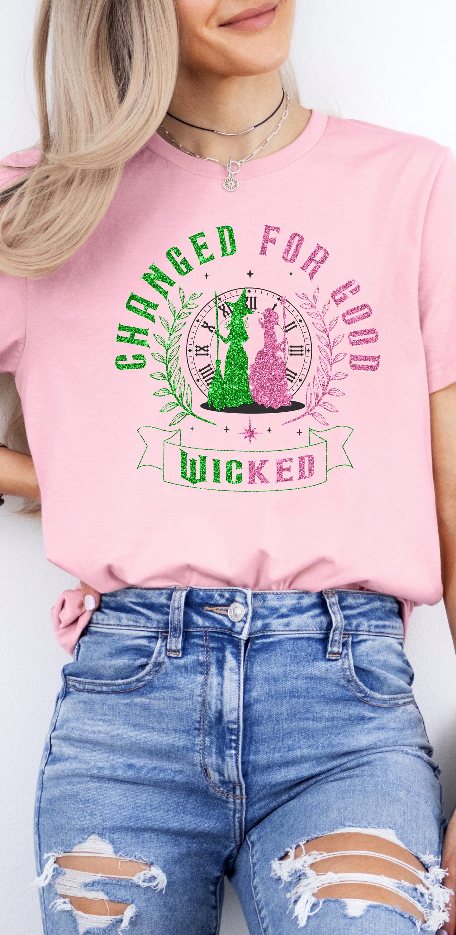 Changed for Good Clock Tee, Elphaba and Glinda Duo Design Shirt, Wicked ...