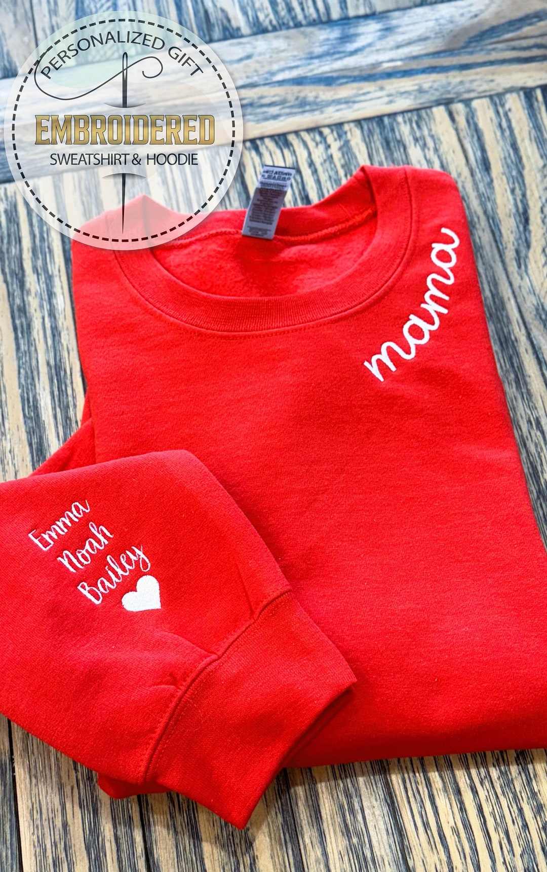Mama Sweatshirt, Embroidery Design Hoodie, Custom Children Name ...