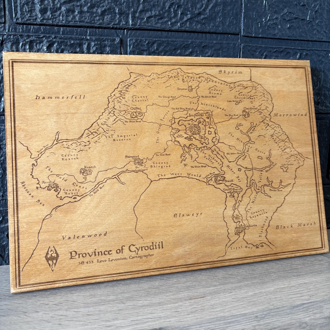 Province of Cyrodiil Laser Engraved Map - Etsy
