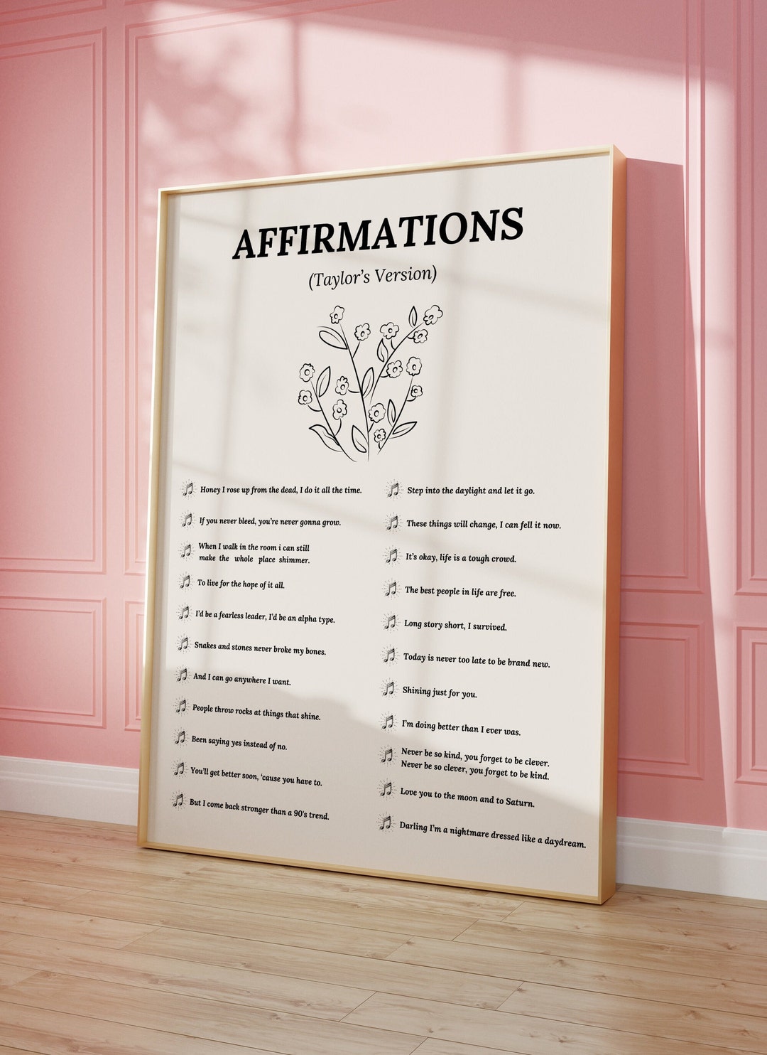 Affirmations in Taylor Swift Lyrics Taylor Swift Poster - Etsy Ireland