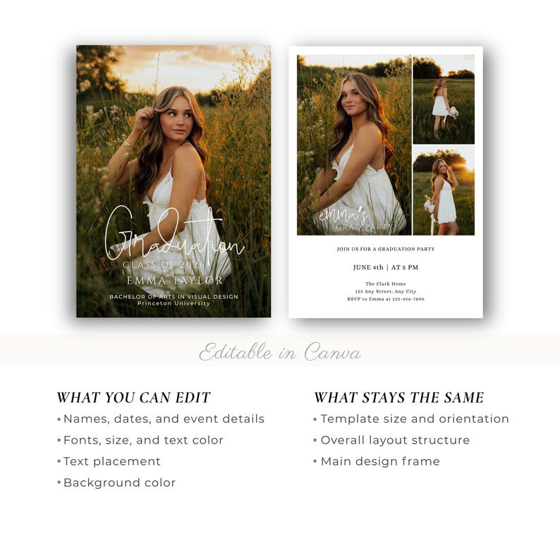 Modern Graduation Announcement Template | Class of 2026 Senior Photo ...
