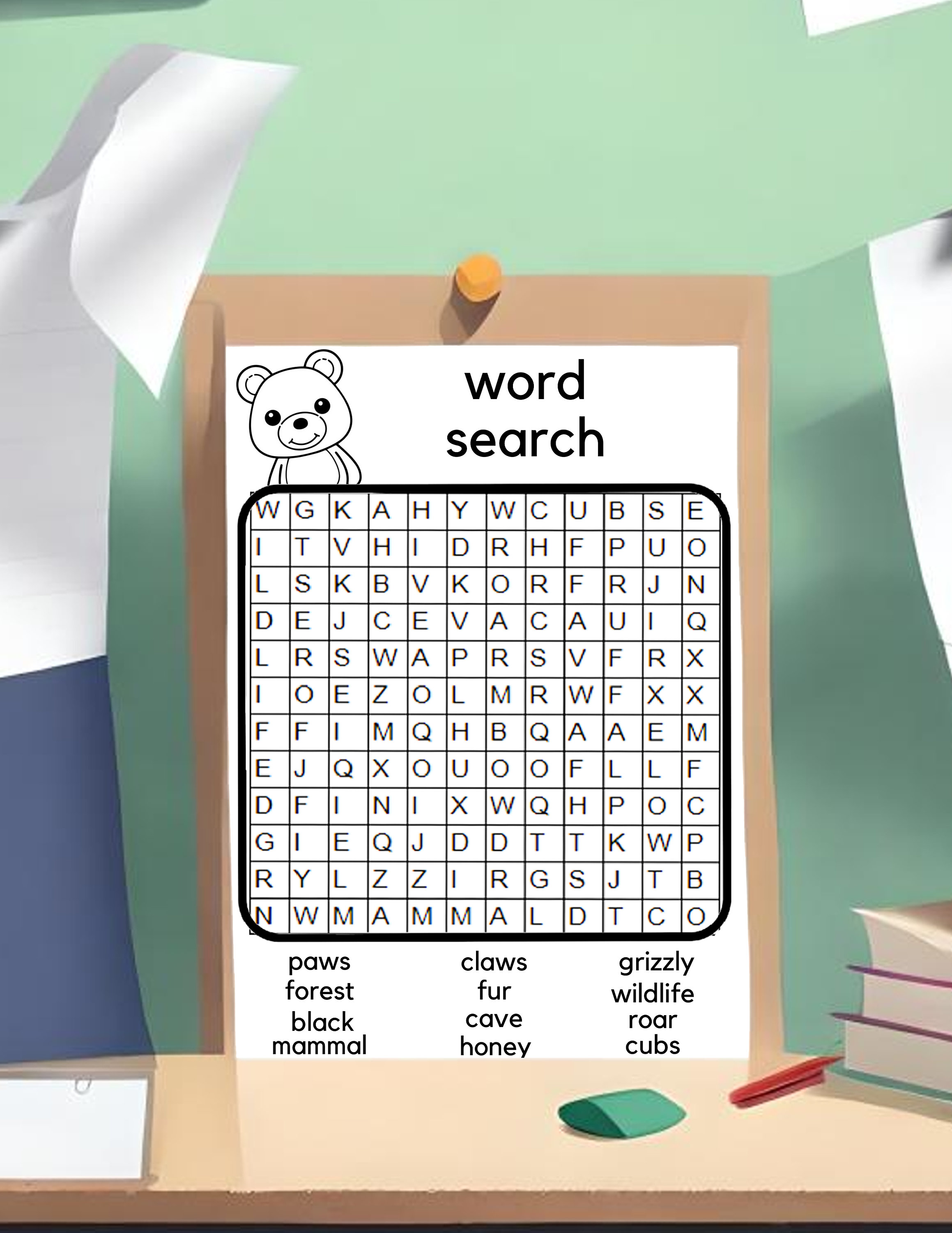 Animals Word Search : Puzzle Book for Kids of All Ages, 10 Page Word ...