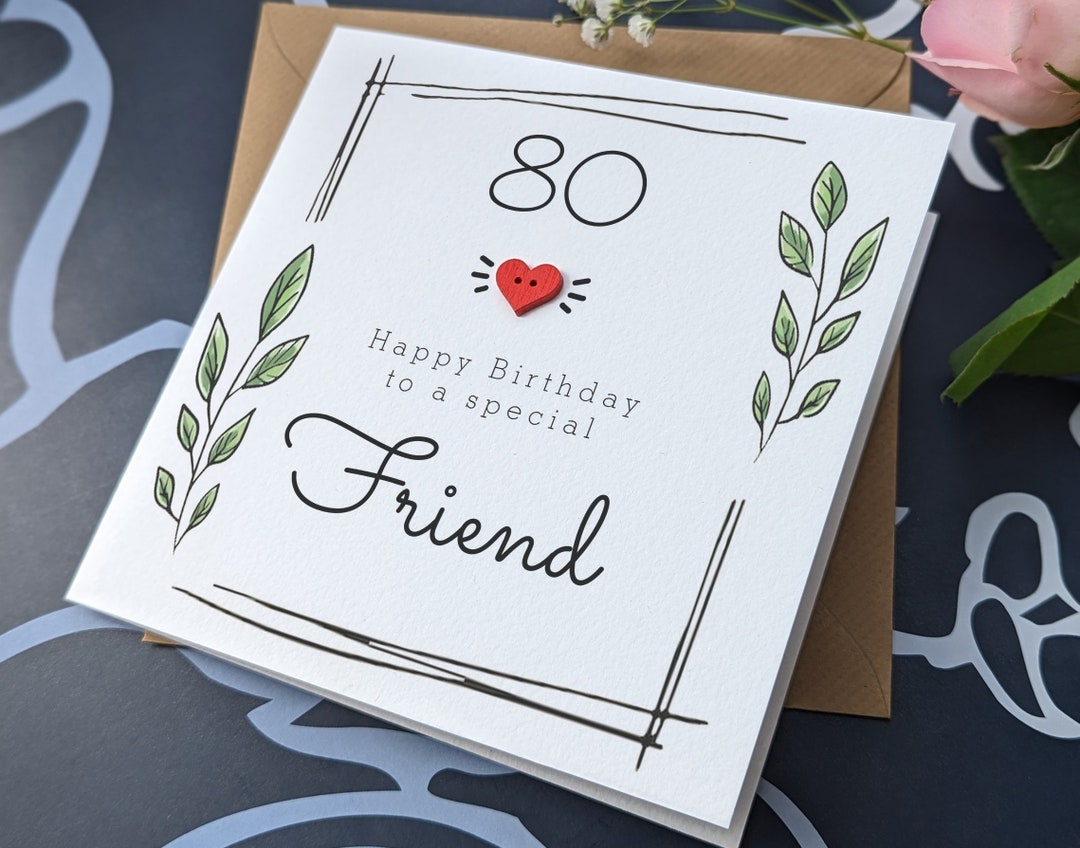 Personalised 80th Birthday Card for Friend, Handmade Card - Etsy