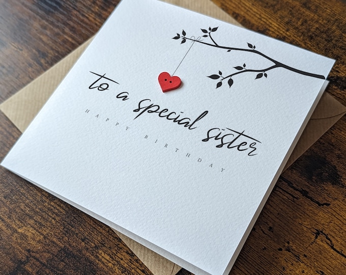 Flower Birthday Card for a Special Sister, Handmade in the UK - Etsy UK