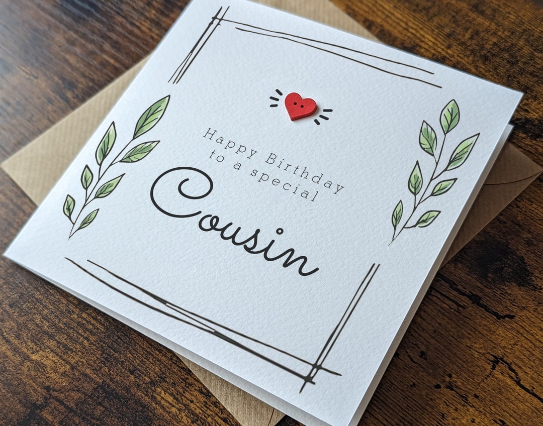 Personalised Cousin Card, to A Special Cousin Birthday Card, Handmade ...