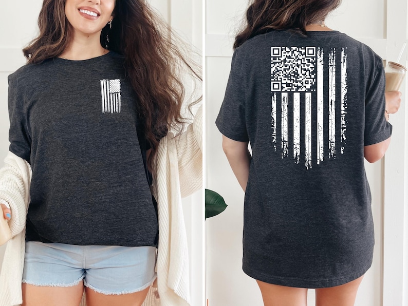 Viral Trump Dance USA Flag QR Code T-shirt - Funny Trump Dance Shirt ...