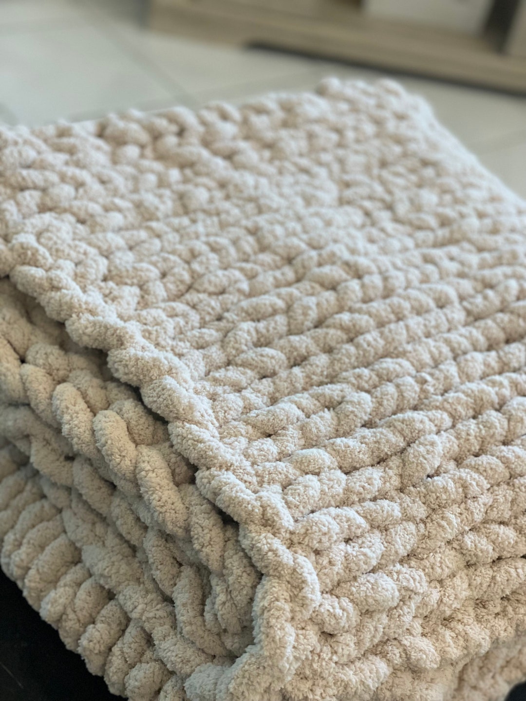 Beige Oatmeal Crochet Blanket - Etsy